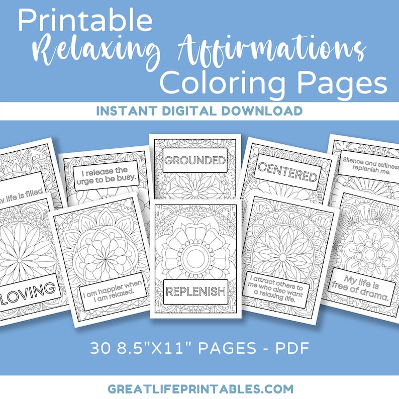 Printable Affirmation Coloring Pages Relaxing Coloring Pages - Etsy