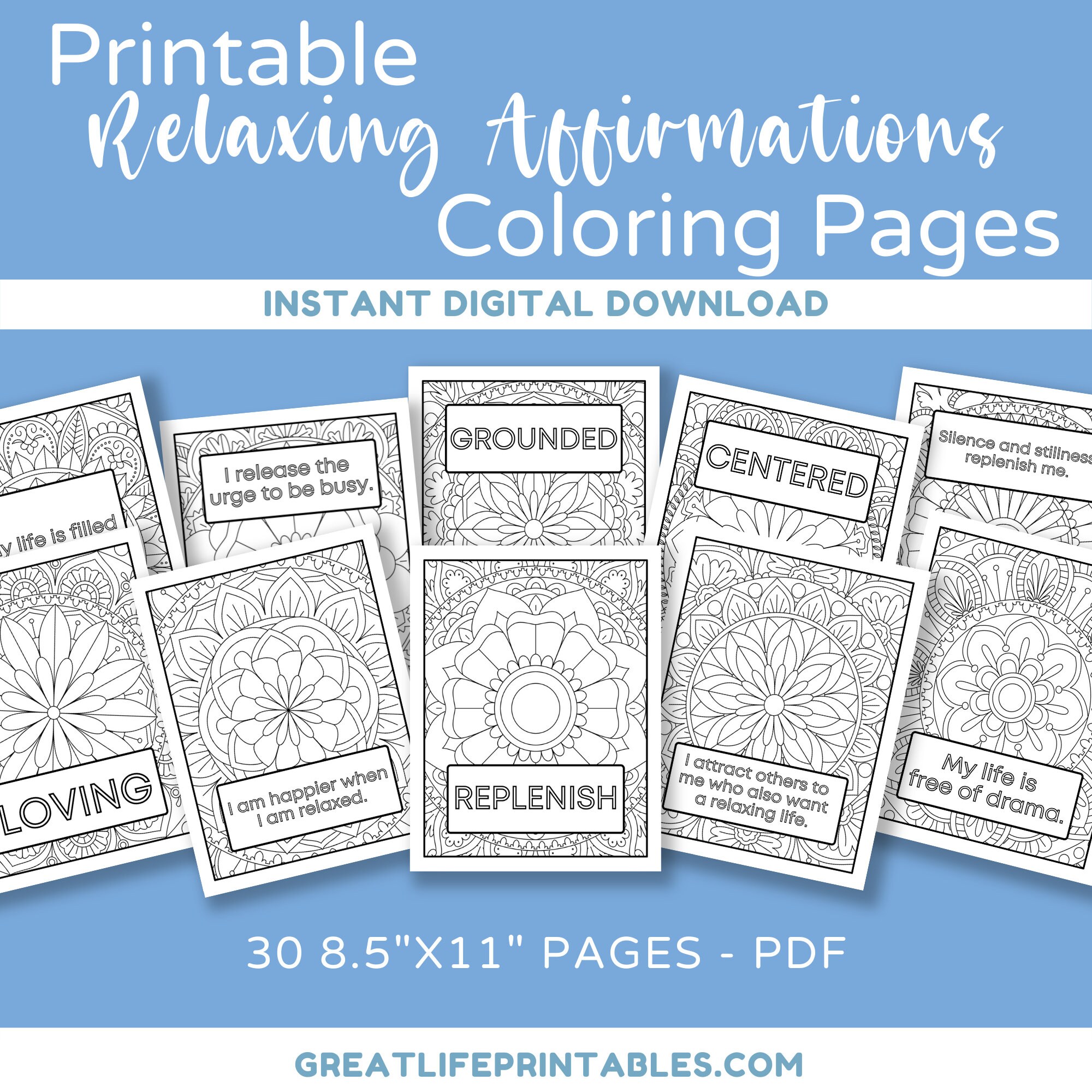 Printable Affirmation Coloring Pages, Relaxing Coloring Pages, Adult ...