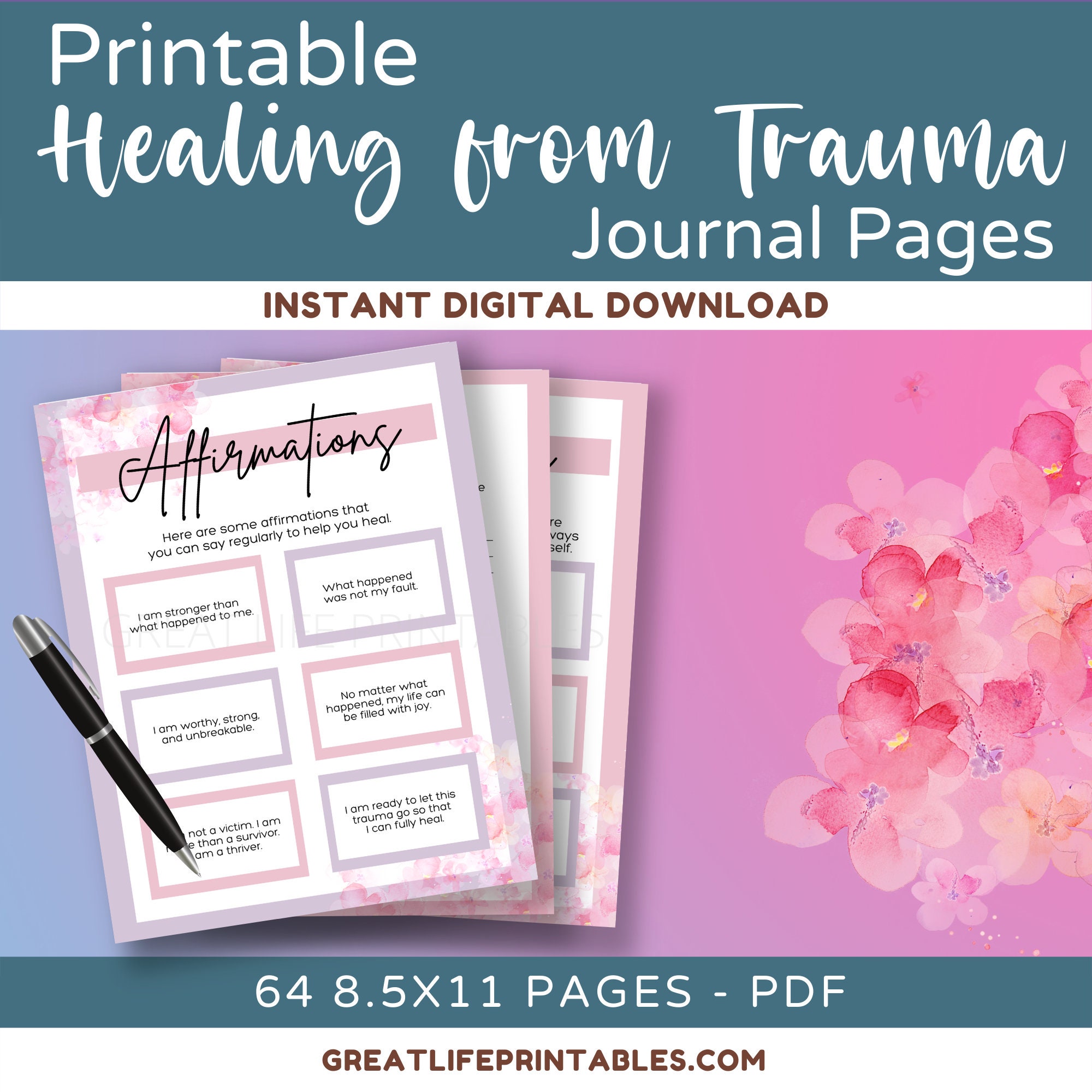 Healing Trauma, Printable Journal, Journal Prompts, Self Care Journal ...