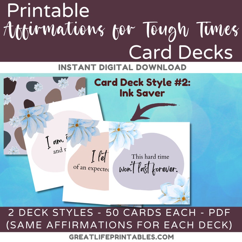 Tough Times, Printable Affirmations, Affirmation Deck, Daily ...