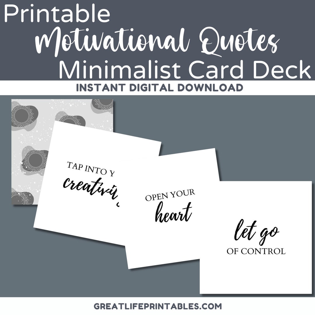 Motivational Cards, Printable Card Deck, Inspirational Quotes, Positive ...