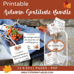 Autumn Bundle, Printable Gratitude Journal, Printable Appreciation Tags ...