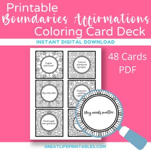 Set Boundaries Printable Affirmations Card Deck, Printable Affirmation ...