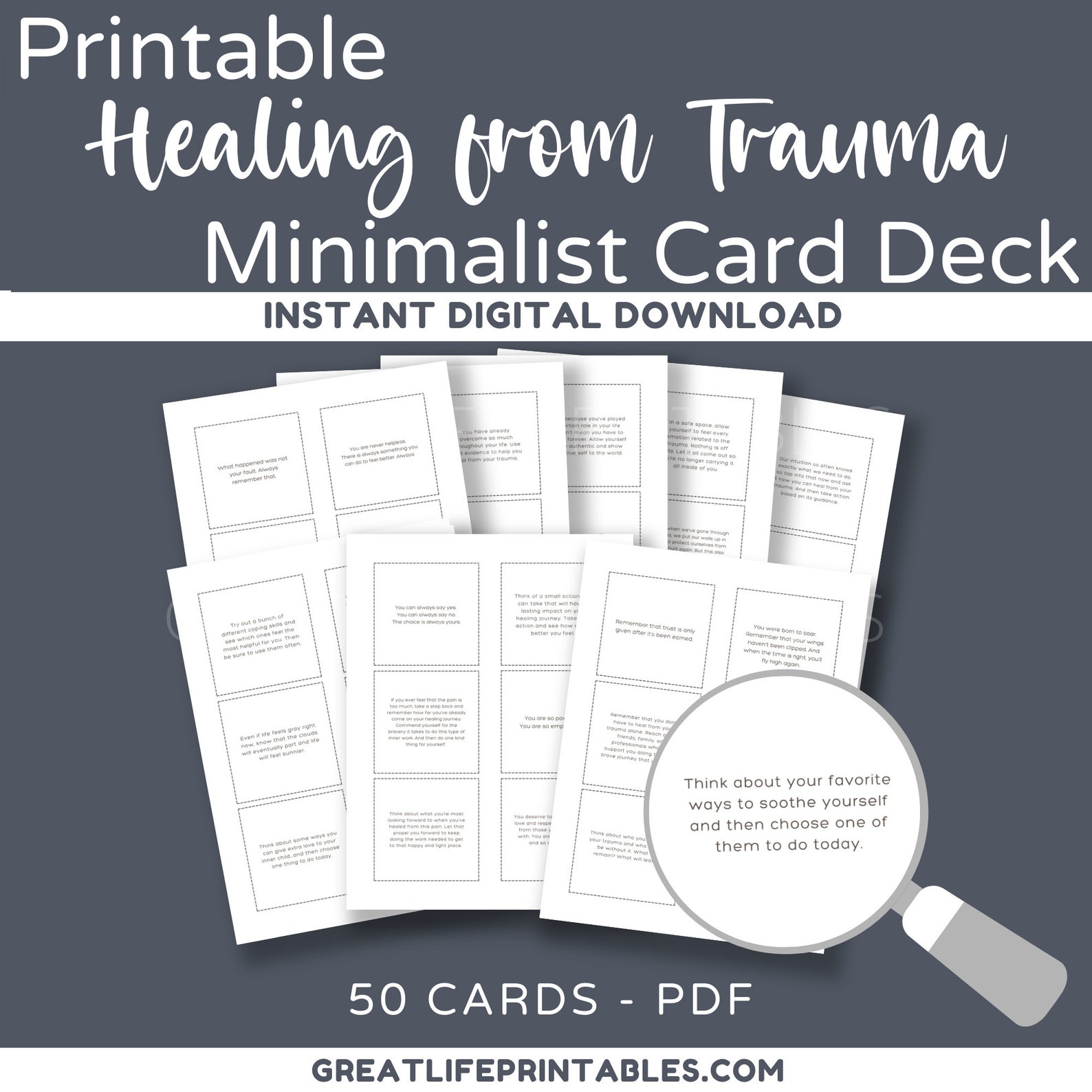 Trauma Healing, Printable Card Deck, Trauma Recovery, Self Healing ...