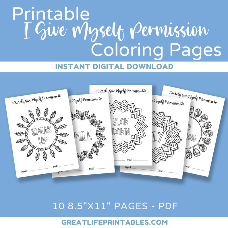 Printable Permission Slip Coloring Pages Vol 3, Gift for Moms, Adult ...