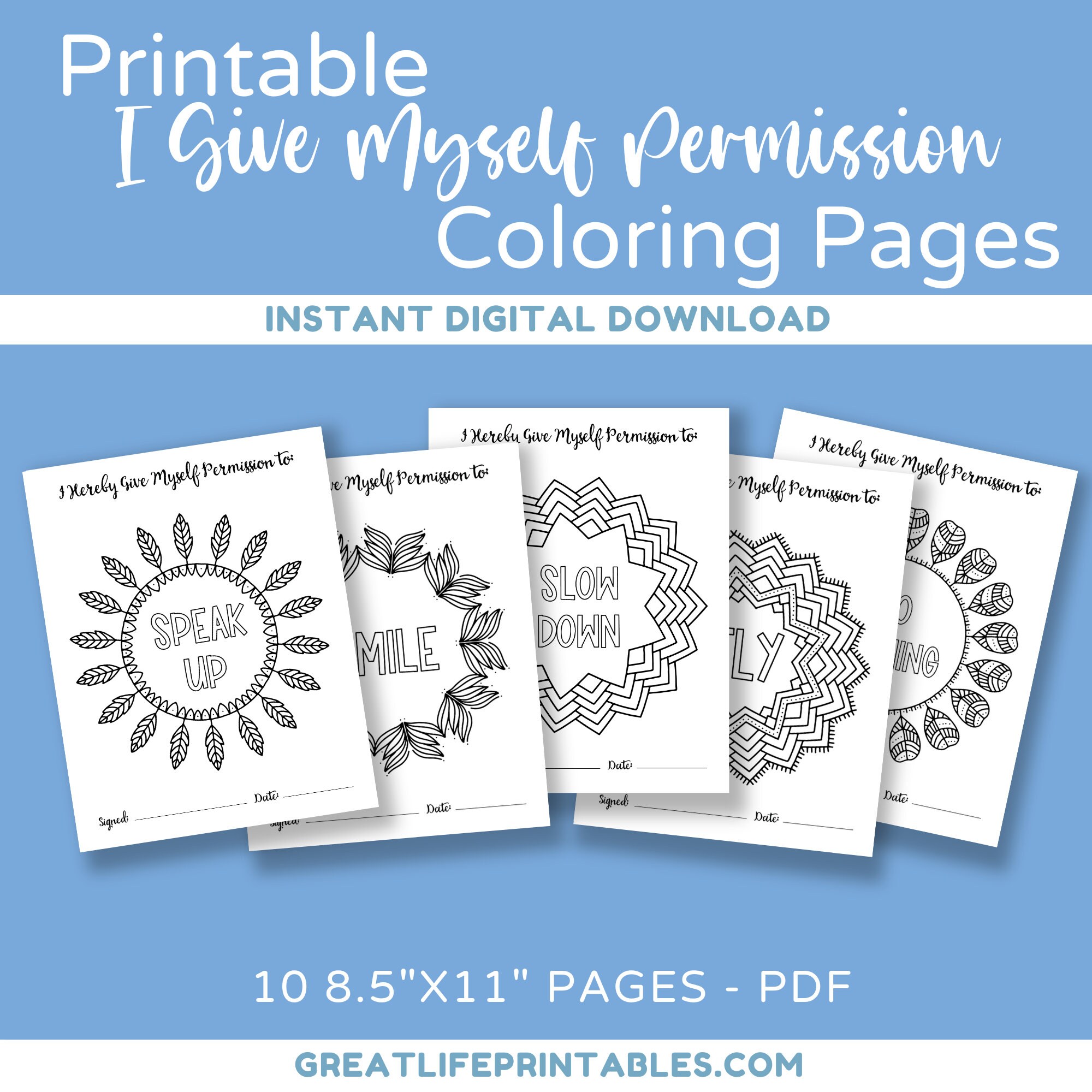 Printable Permission Slip Coloring Pages Vol 3, Gift for Moms, Adult ...