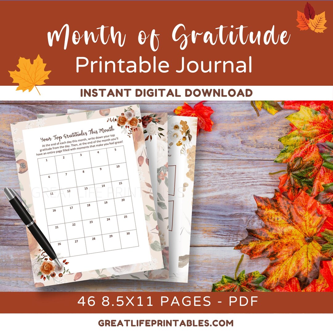 Gratitude Journal, Printable Journal, Autumn Journal, Journal Prompts ...