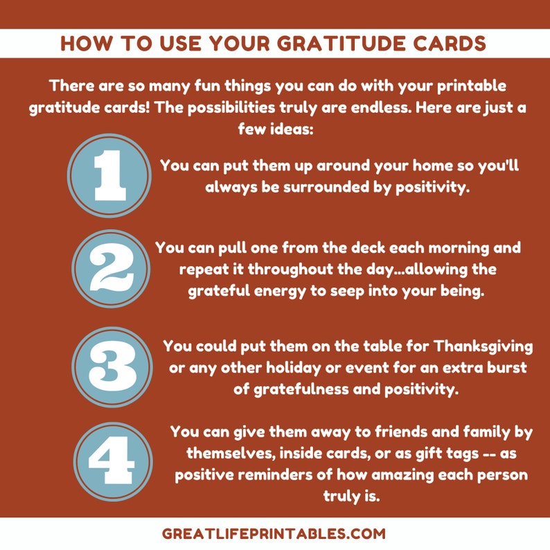 Printable Gratitude Card Deck, Gratitude Affirmations, Autumn ...