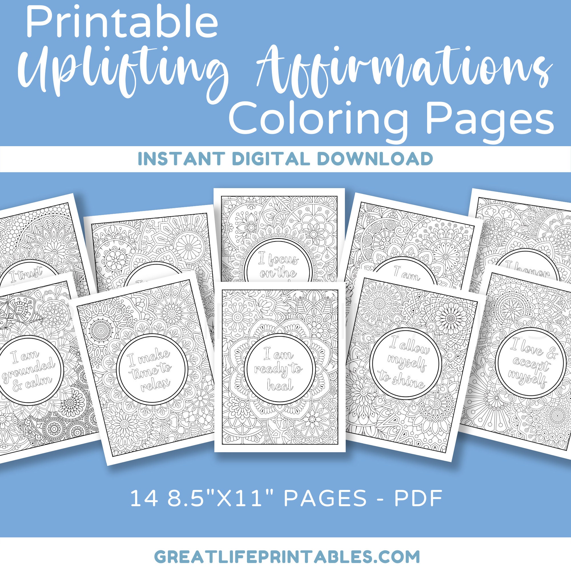 Printable Affirmation Coloring Pages, Relaxing Coloring Pages, Adult ...