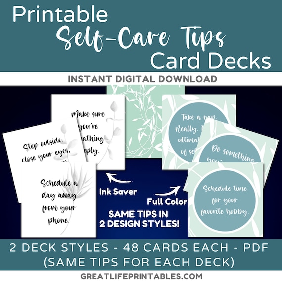 Printable Self-care Cards Self Care Card Deck Self Care | Etsy India