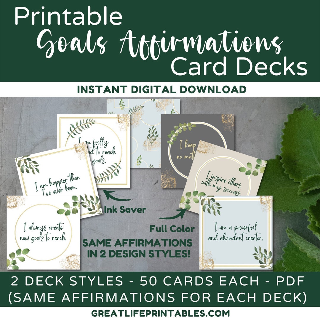 Goal Setting, Printable Affirmations, Affirmation Deck, Daily ...