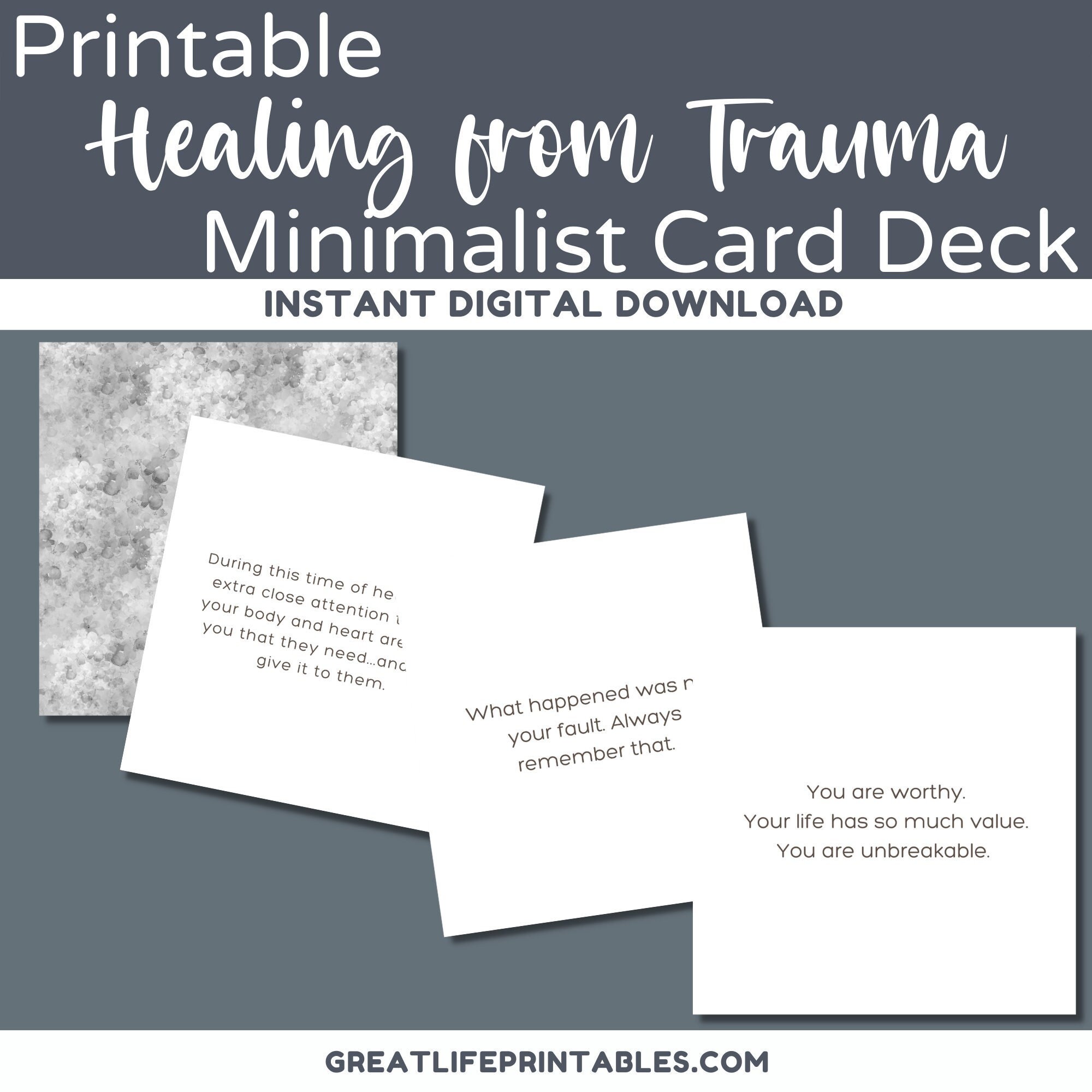 Trauma Healing, Printable Card Deck, Trauma Recovery, Self Healing ...