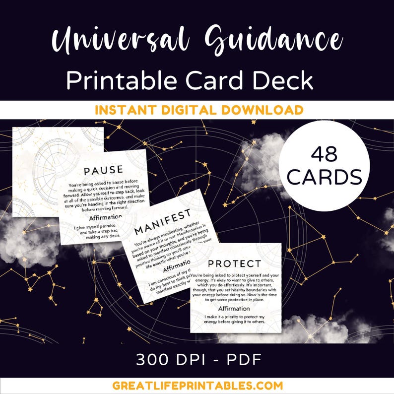 Universal Guidance Printable Oracle Card Deck, Printable Fortune Teller ...