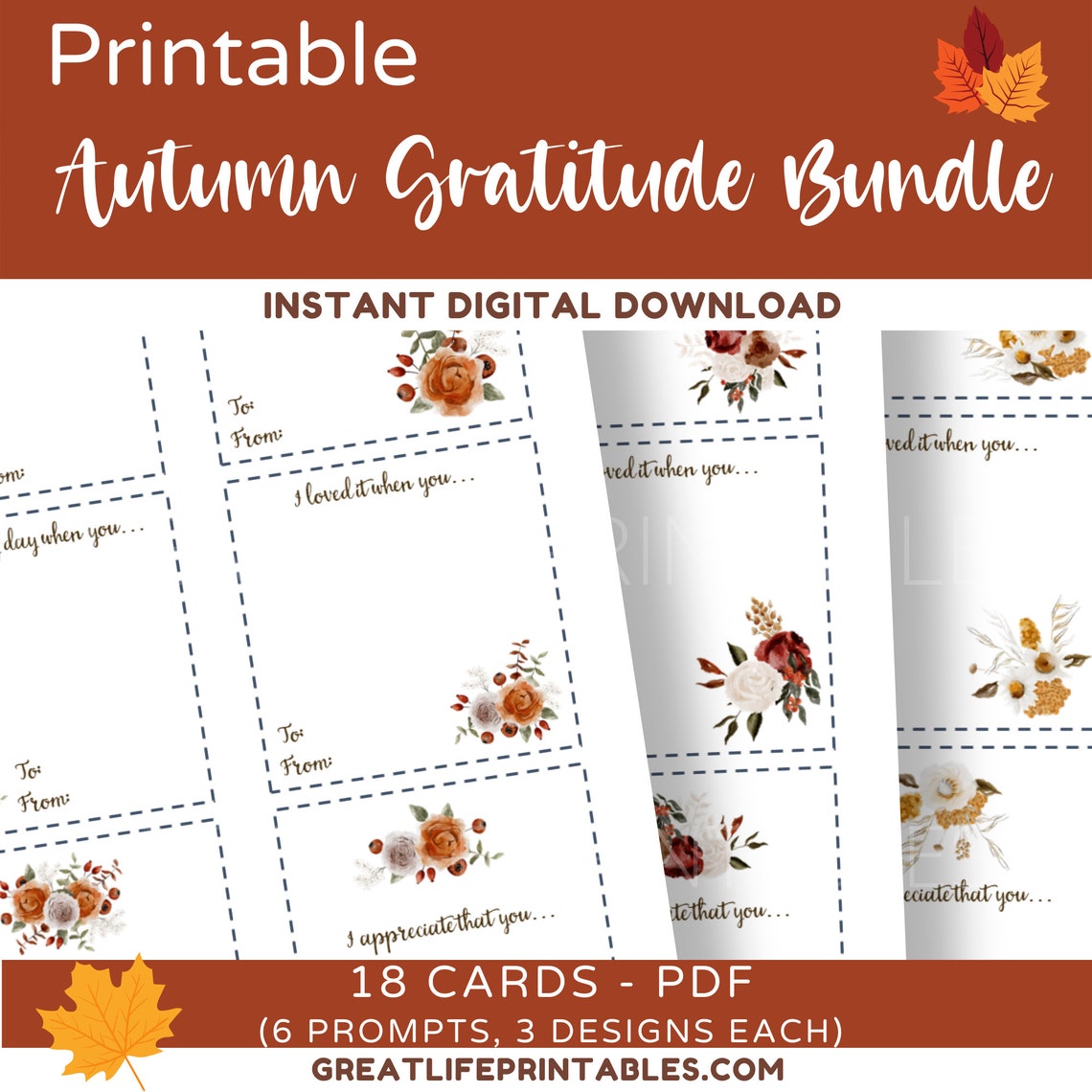 Autumn Bundle, Printable Gratitude Journal, Printable Appreciation Tags ...