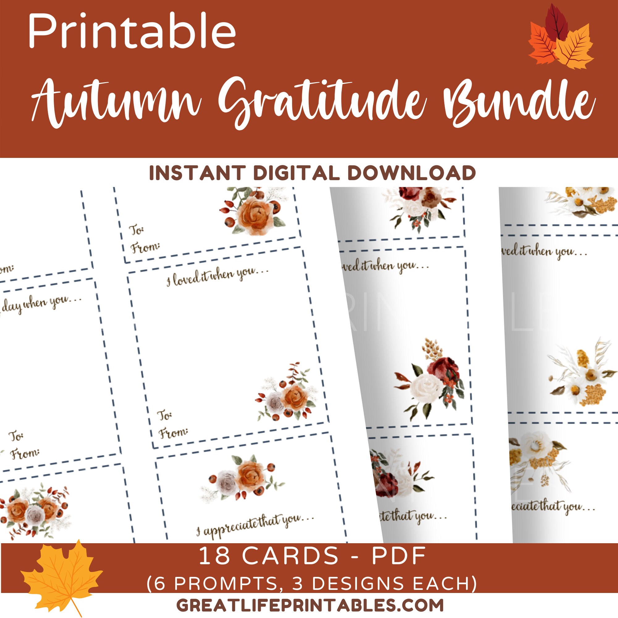 Autumn Bundle, Printable Gratitude Journal, Printable Appreciation Tags ...