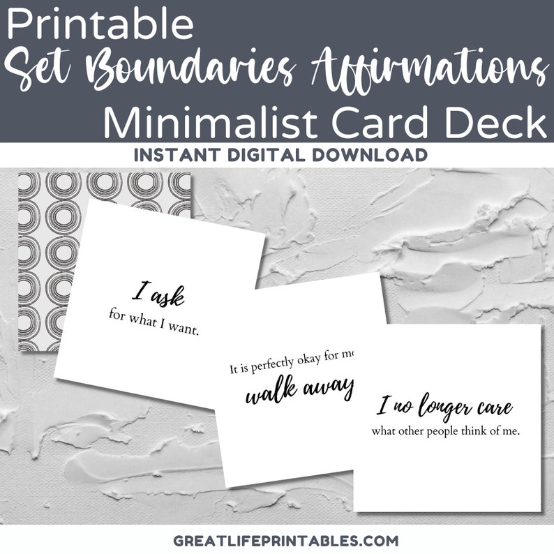 Setting Boundaries, Printable Affirmations, Affirmation Deck, Daily Affirmation, Self Care ...