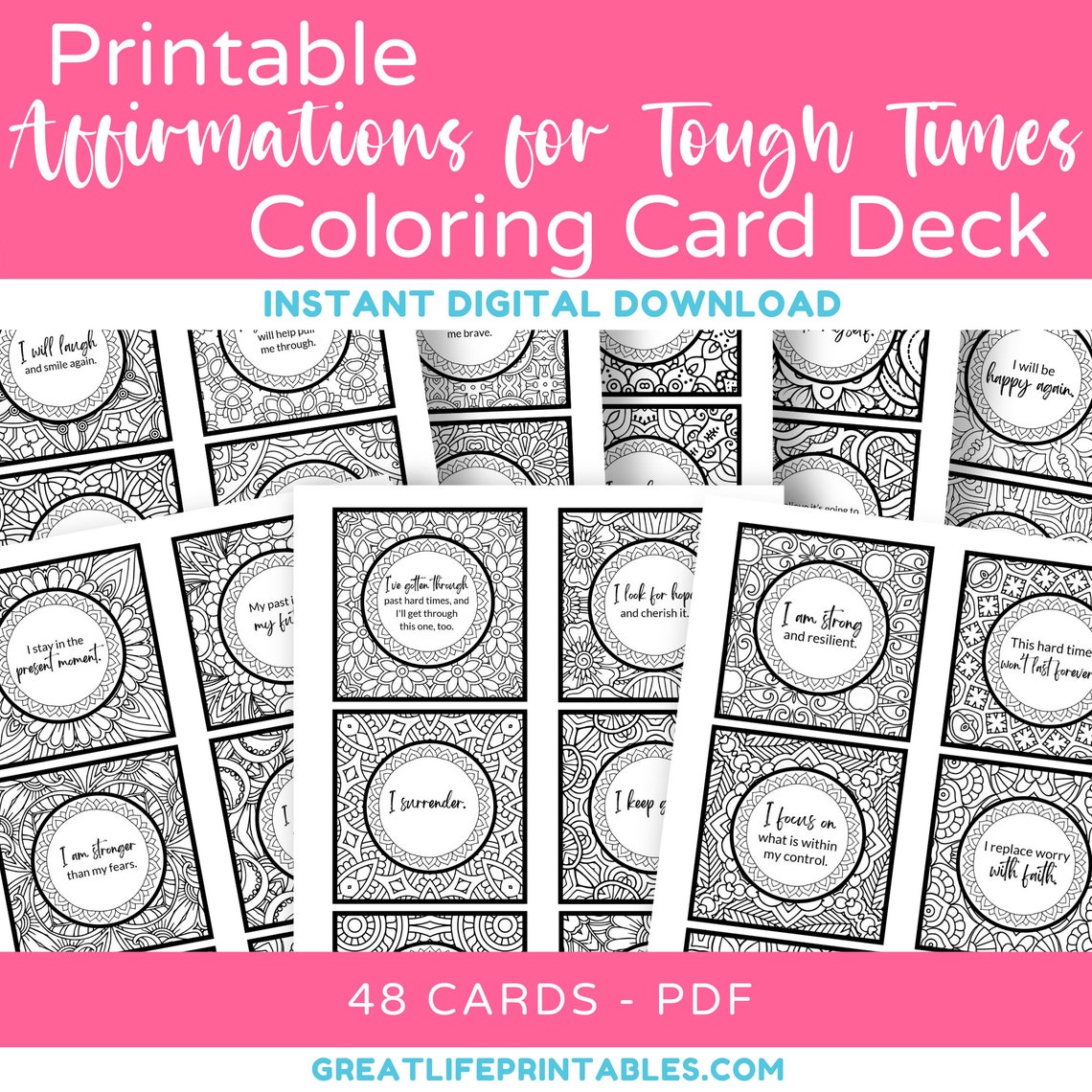 Tough Times Affirmations Printable Card Deck, Printable Affirmation ...