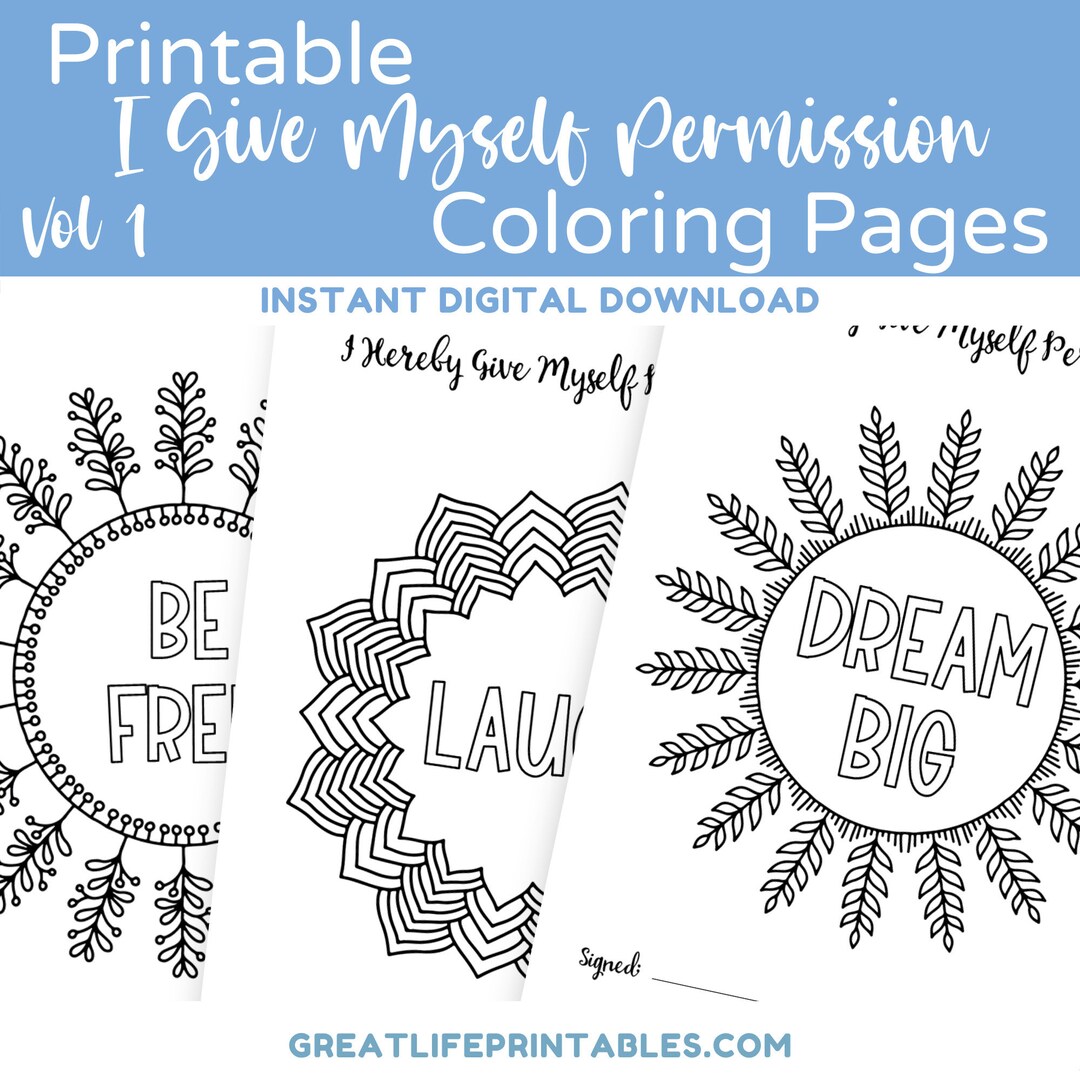 Printable Permission Slip Coloring Pages Vol 1, Gift for Moms, Adult ...