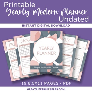 Undated Planner, Printable Planner, Yearly Planner, Monthly Planner ...