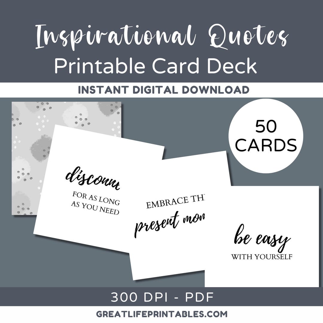 Inspirational Quotes, Printable Card Deck, Motivational Cards, Positive ...