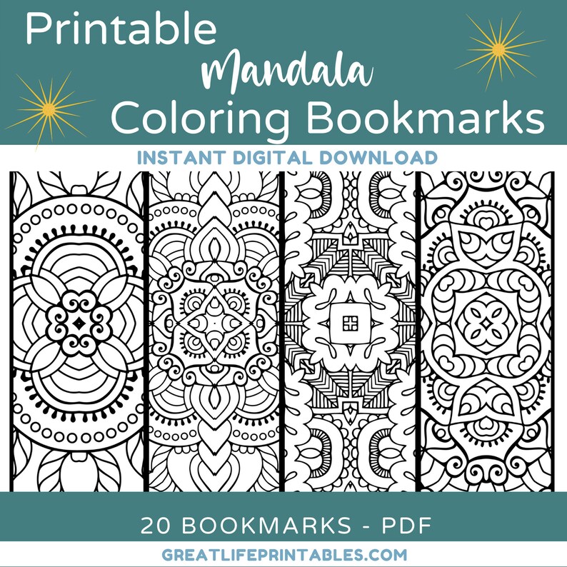 Coloring Bookmarks, Printable Bookmarks, Mandala Coloring, Bookmark Set ...