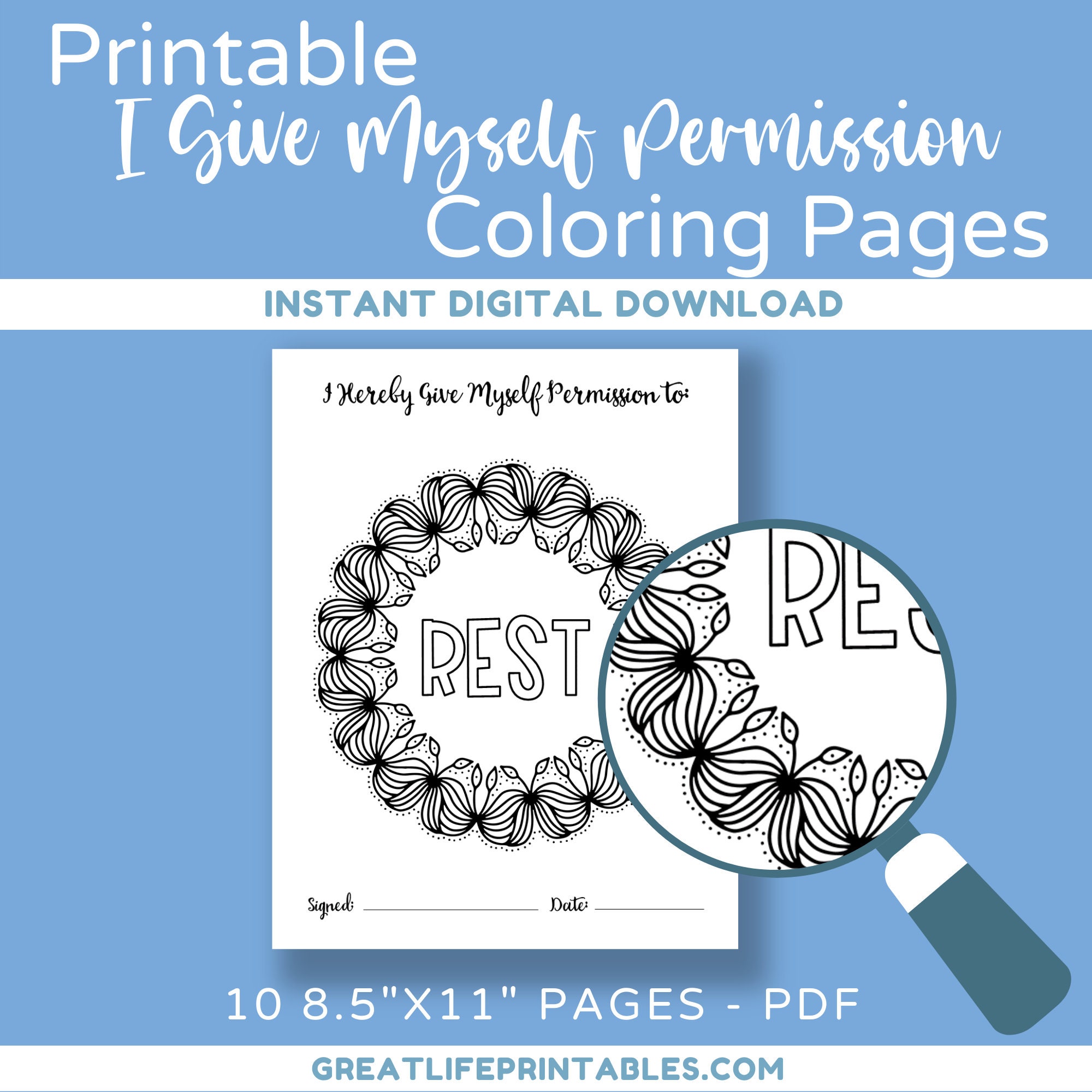 Printable Permission Slip Coloring Pages Vol 1, Gift for Moms, Adult ...