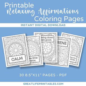 Printable Affirmation Coloring Pages, Relaxing Coloring Pages, Adult ...