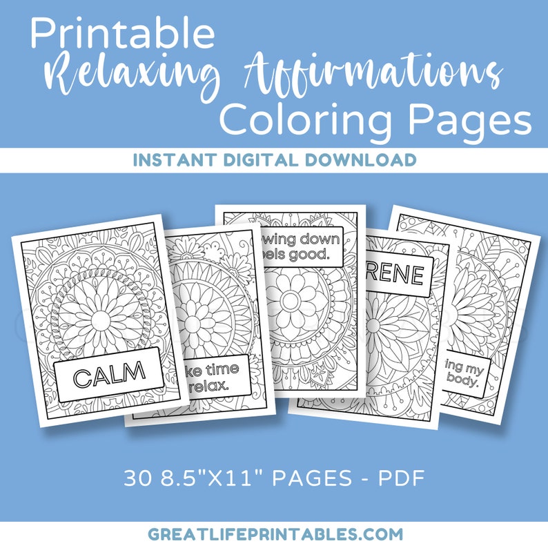 Printable Affirmation Coloring Pages Relaxing Coloring Pages - Etsy