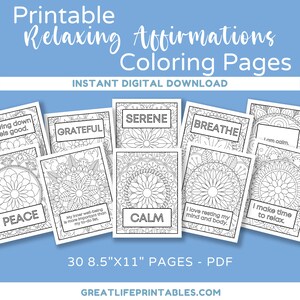 Printable Affirmation Coloring Pages, Relaxing Coloring Pages, Adult ...