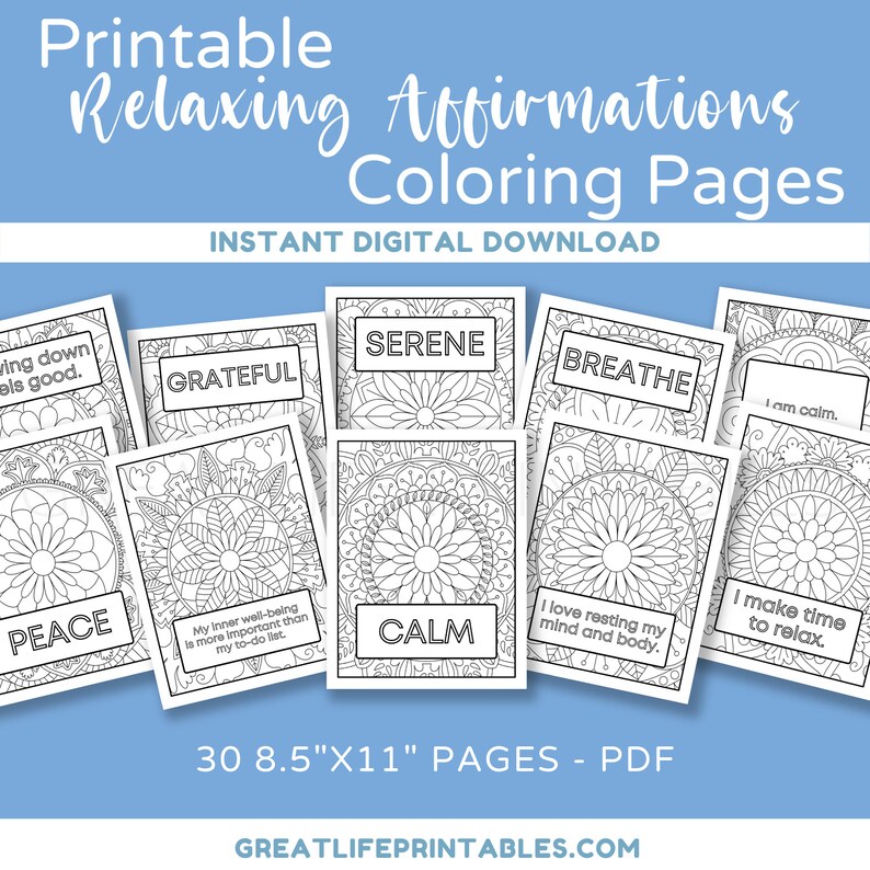 Printable Affirmation Coloring Pages Relaxing Coloring Pages - Etsy