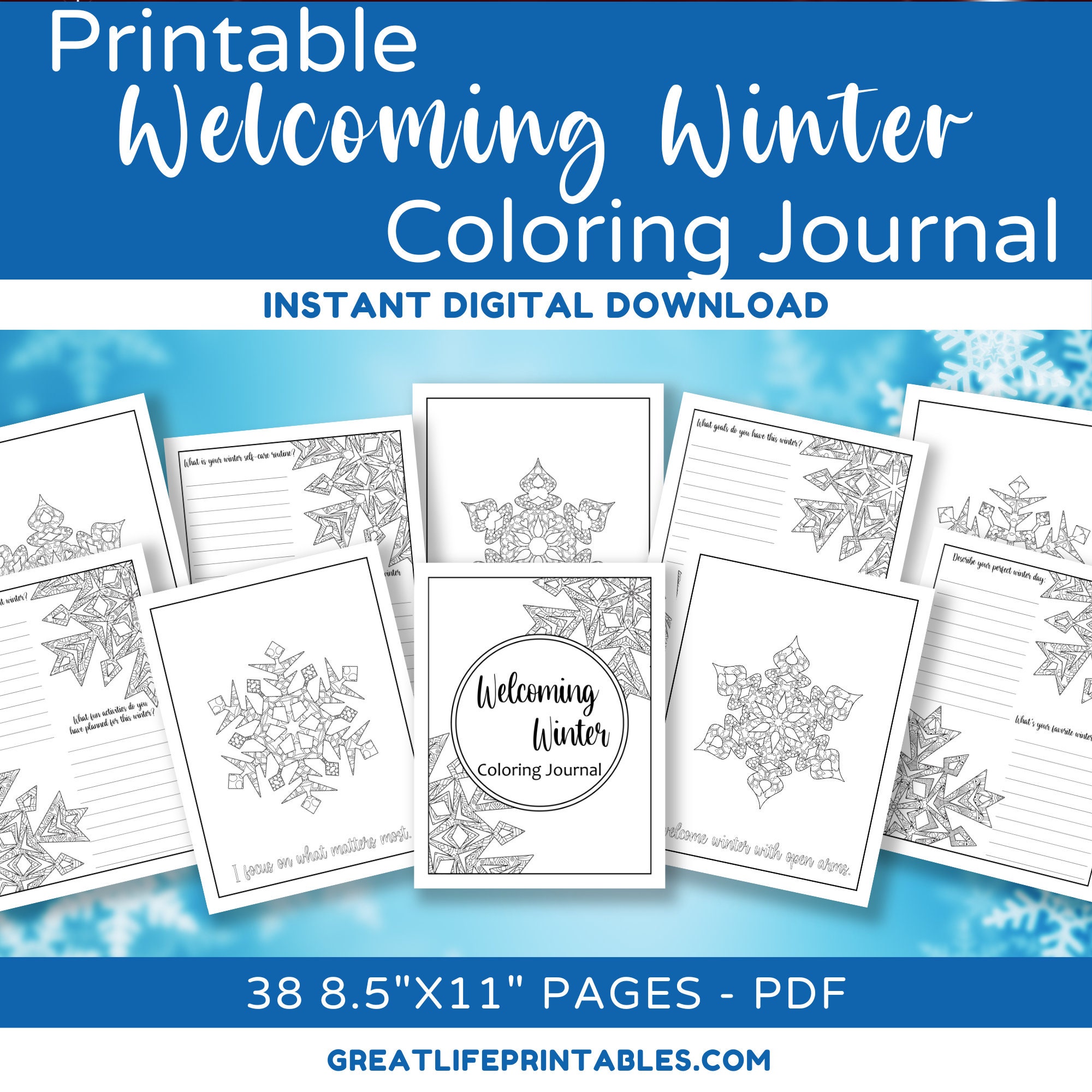 Winter Journal Printable, Snowflakes Coloring Pages, Printable ...