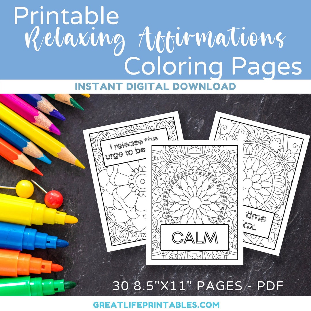 Printable Affirmation Coloring Pages Relaxing Coloring Pages - Etsy