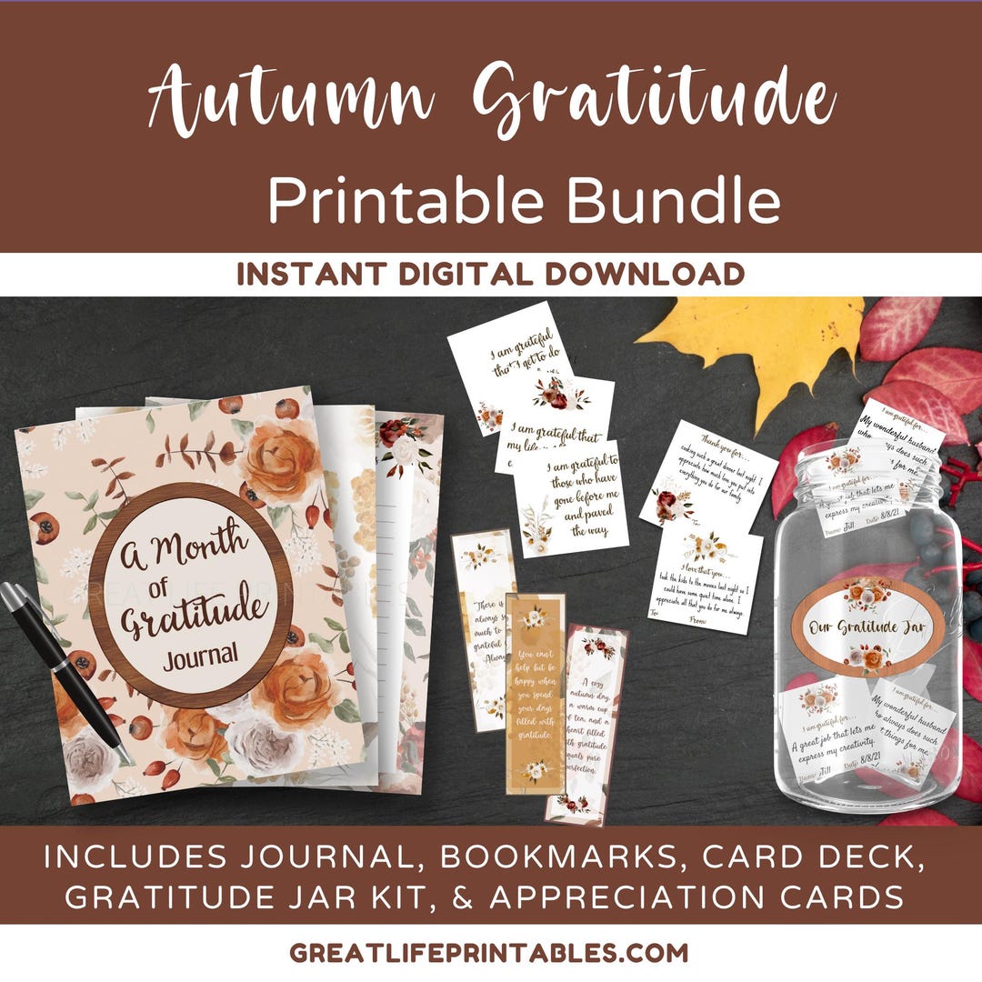 Autumn Bundle, Printable Gratitude Journal, Printable Appreciation Tags ...