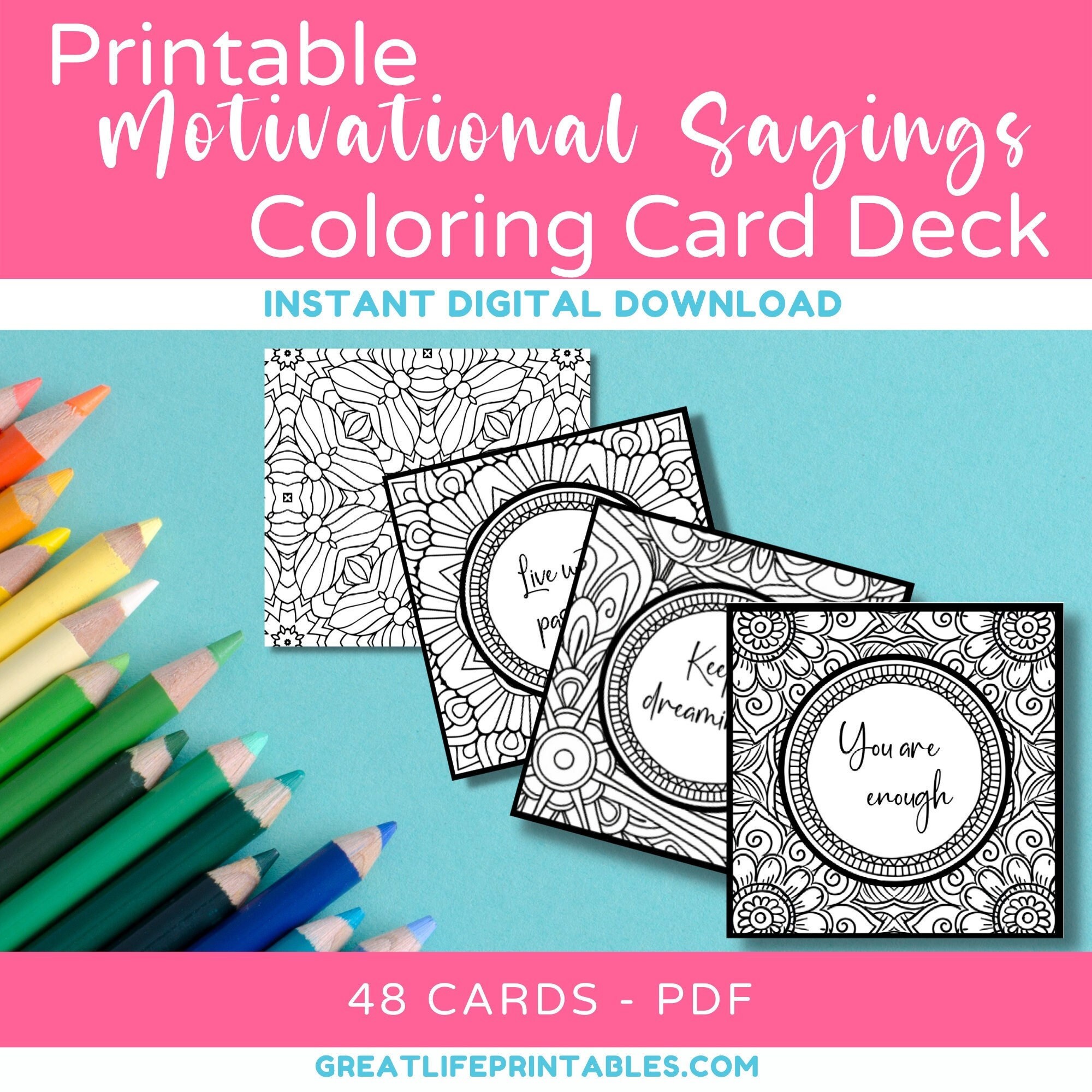 Motivational Sayings Printable Card Deck, Printable Affirmation Cards ...