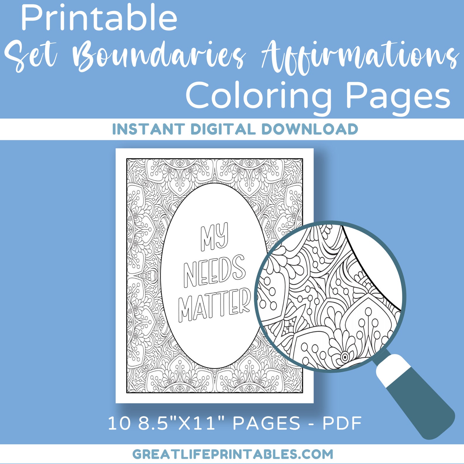 Set Boundaries Coloring Pages, Affirmation Coloring Pages, Printable ...