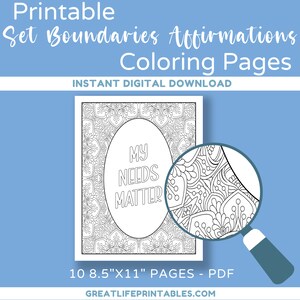 Set Boundaries Coloring Pages, Affirmation Coloring Pages, Printable ...