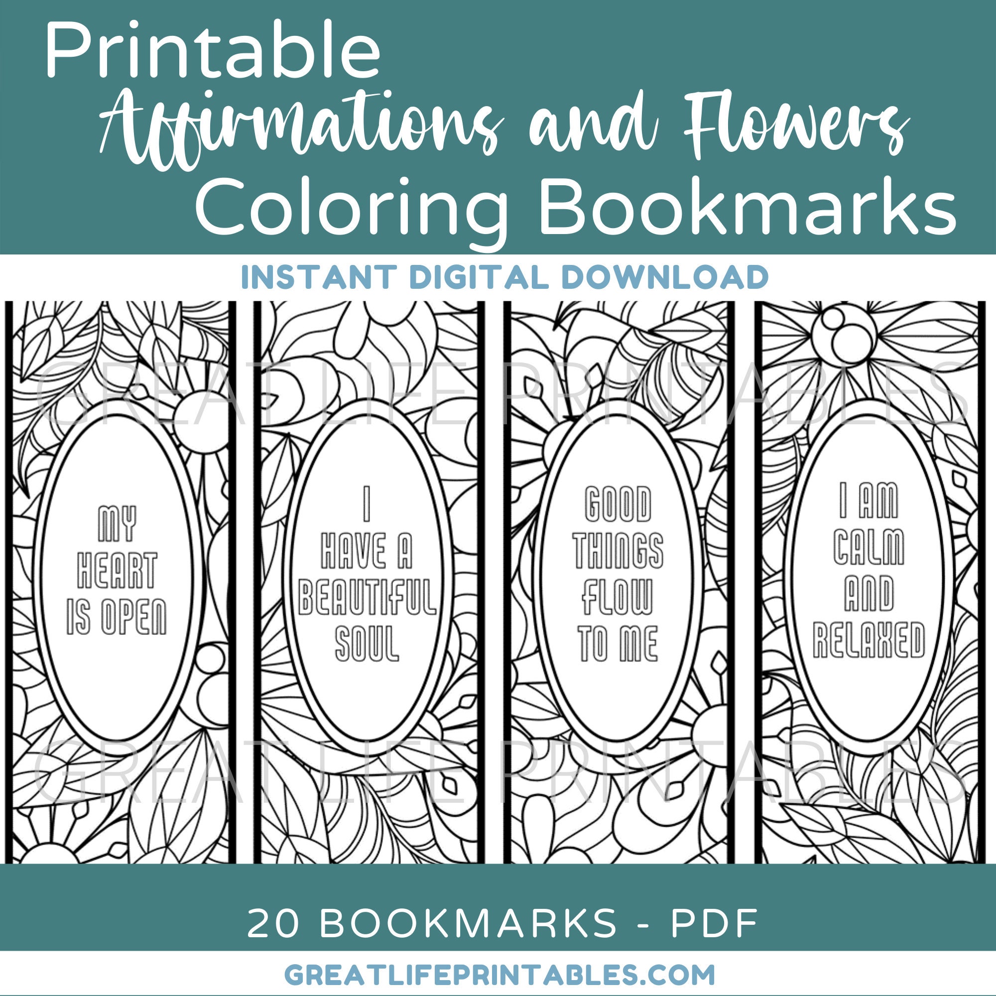 Coloring Bookmarks, Printable Bookmarks, Bookmark Set, Floral Bookmark ...