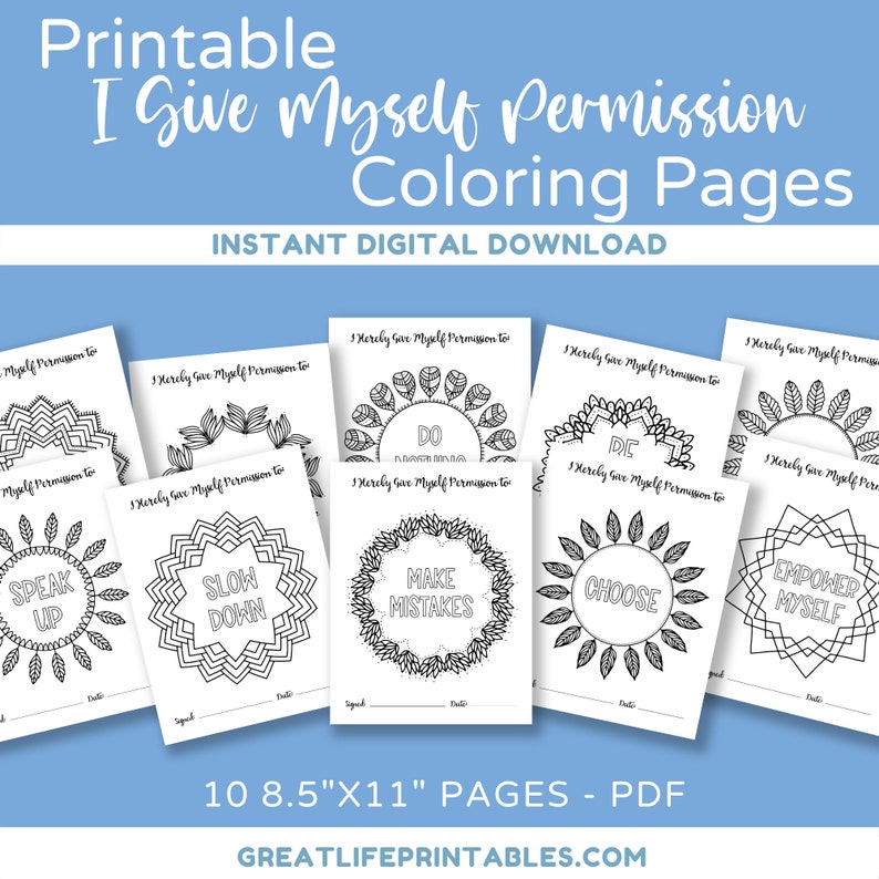 Printable Permission Slip Coloring Pages Bundle Adult - Etsy