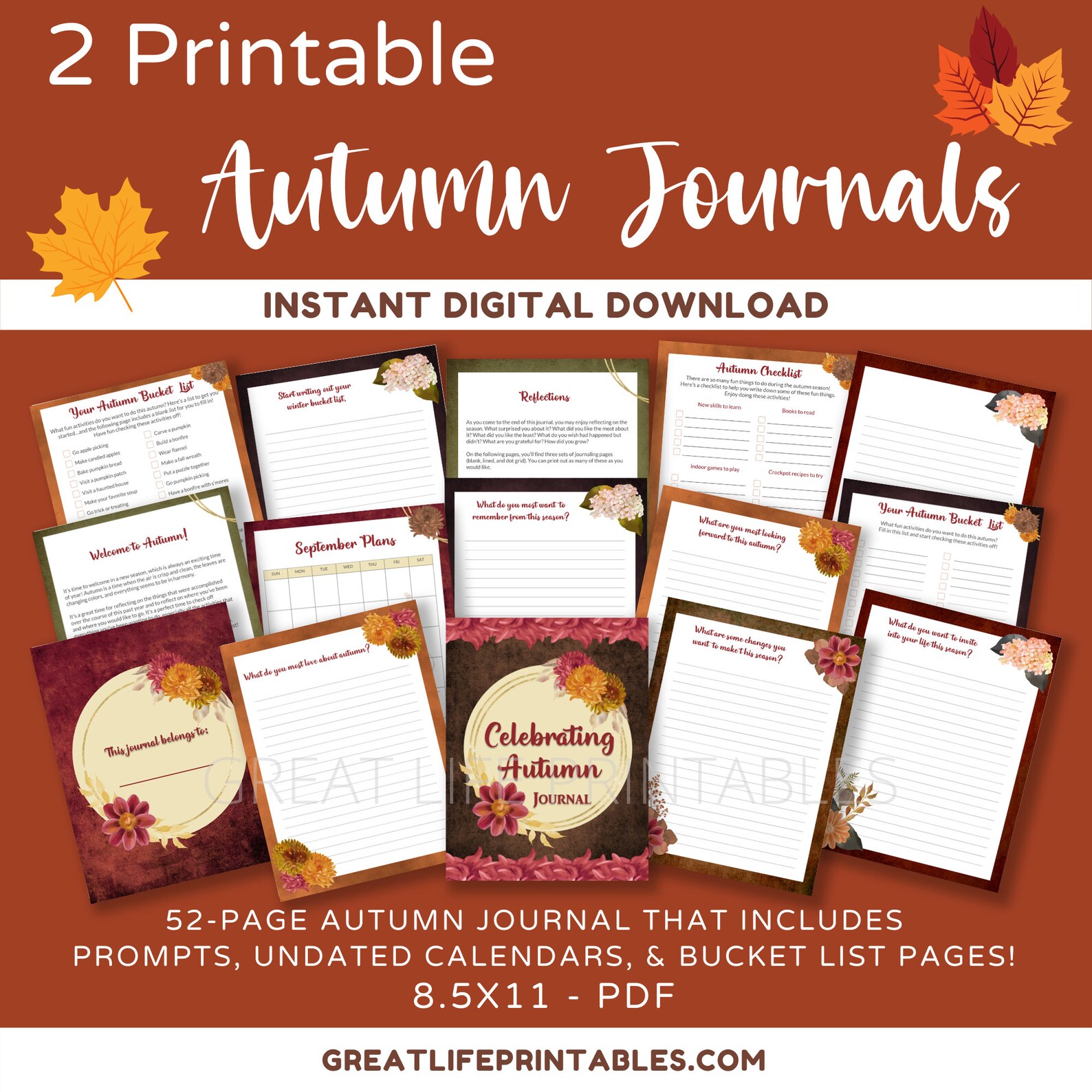 Fall Journal Printable, Autumn Journal, Writing Prompt Journal ...