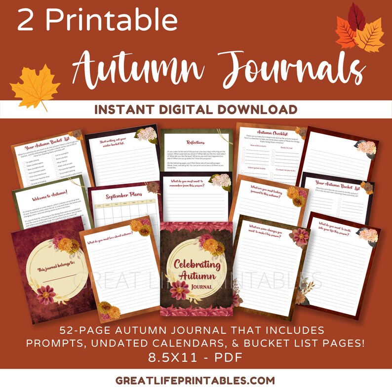 Fall Journal Printable, Autumn Journal, Writing Prompt Journal ...