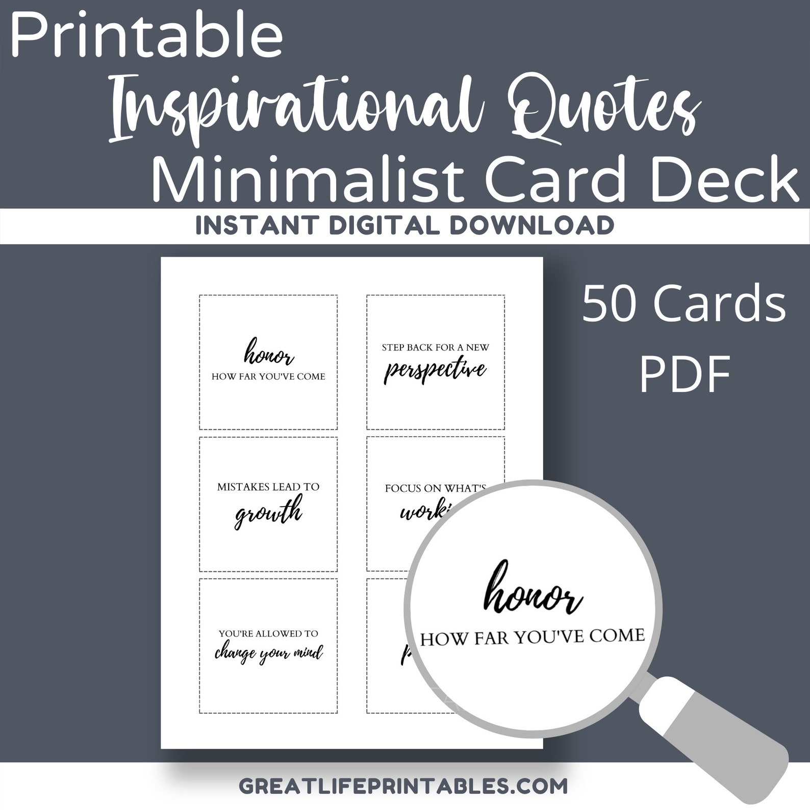 Inspirational Quotes, Printable Card Deck, Motivational Cards, Positive ...