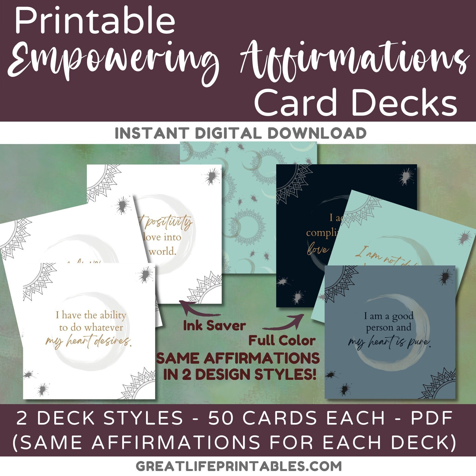 Empowering Affirmations, Printable Affirmations, Affirmation Deck ...