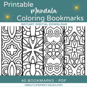 Printable Mandala Bookmarks, Mandala Digital Bookmarks, Bookmarks to ...
