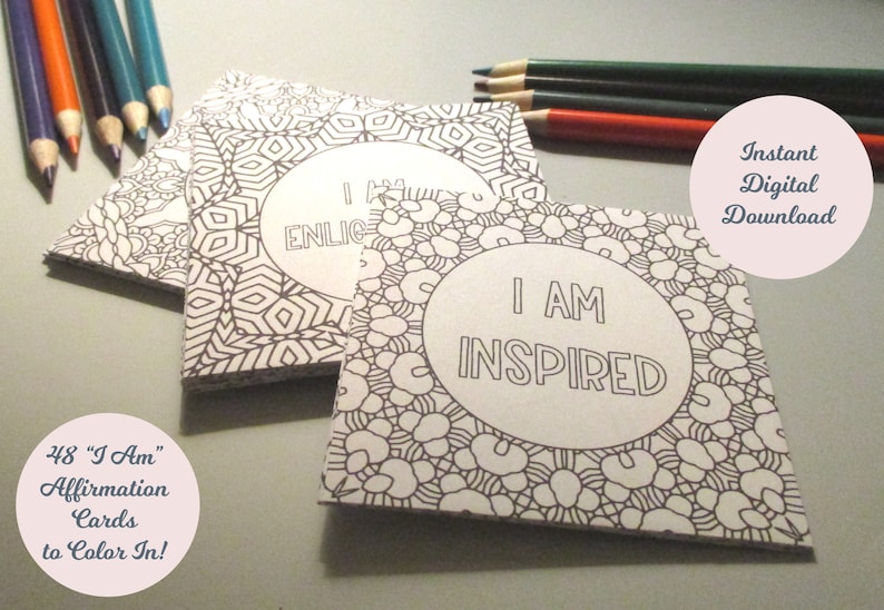 Printable Affirmations Card Decks, Mandala Affirmation Card Deck ...