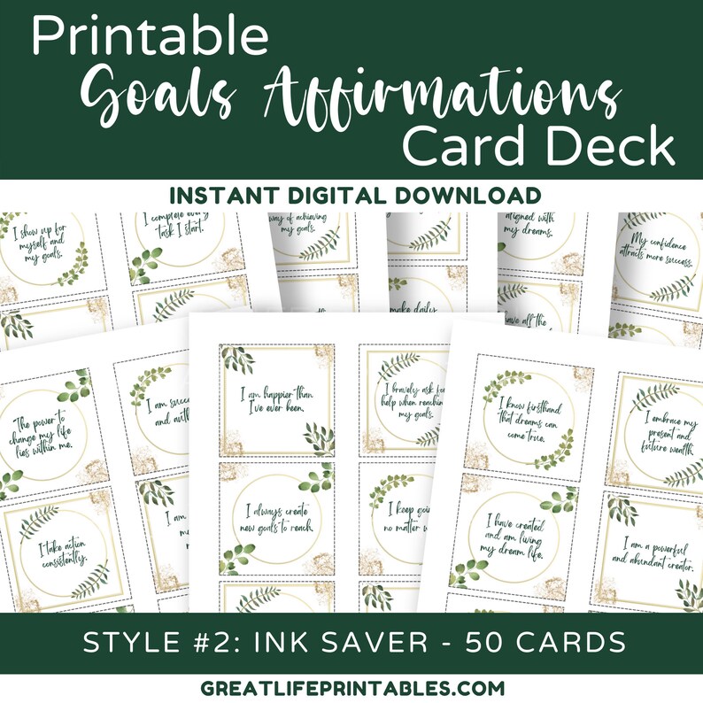 Goal Setting, Printable Affirmations, Affirmation Deck, Daily ...