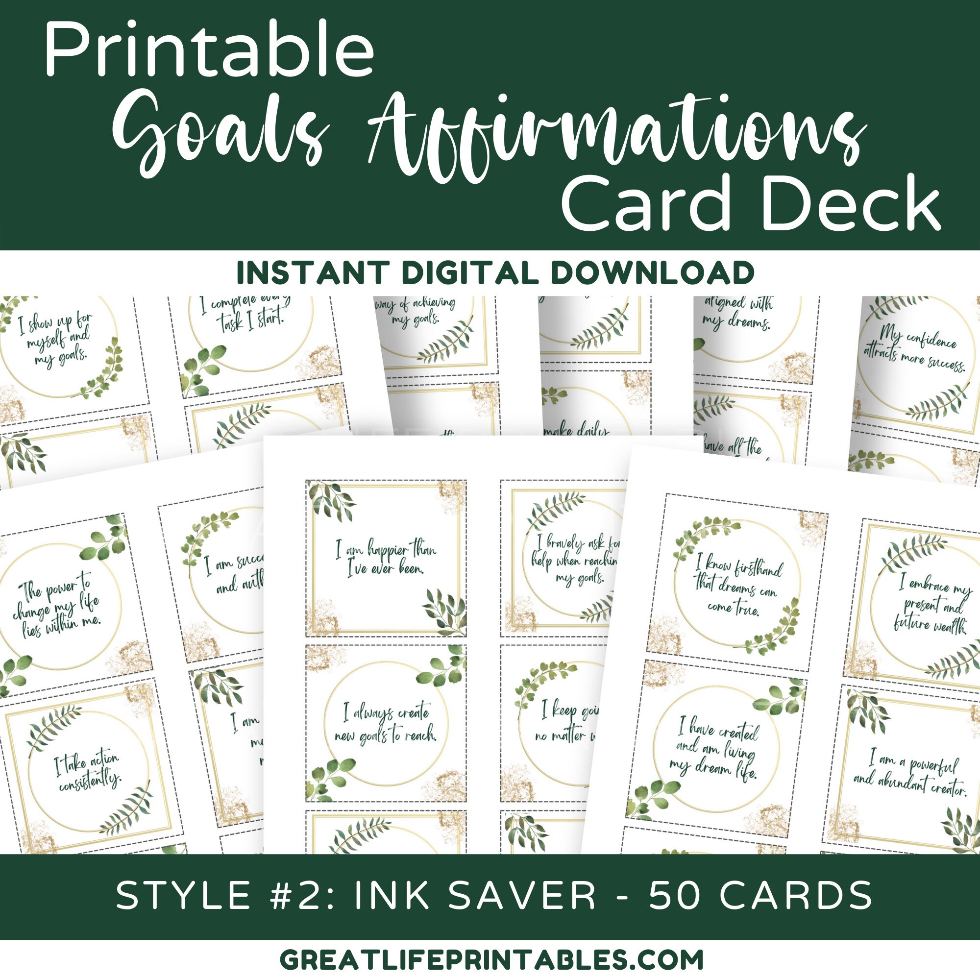 Goal Setting, Printable Affirmations, Affirmation Deck, Daily ...