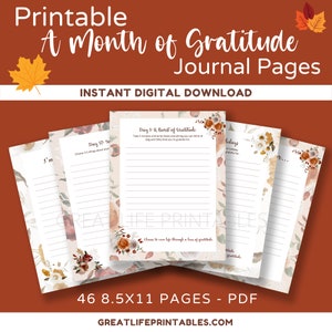 Gratitude Journal, Printable Journal, Autumn Journal, Journal Prompts ...