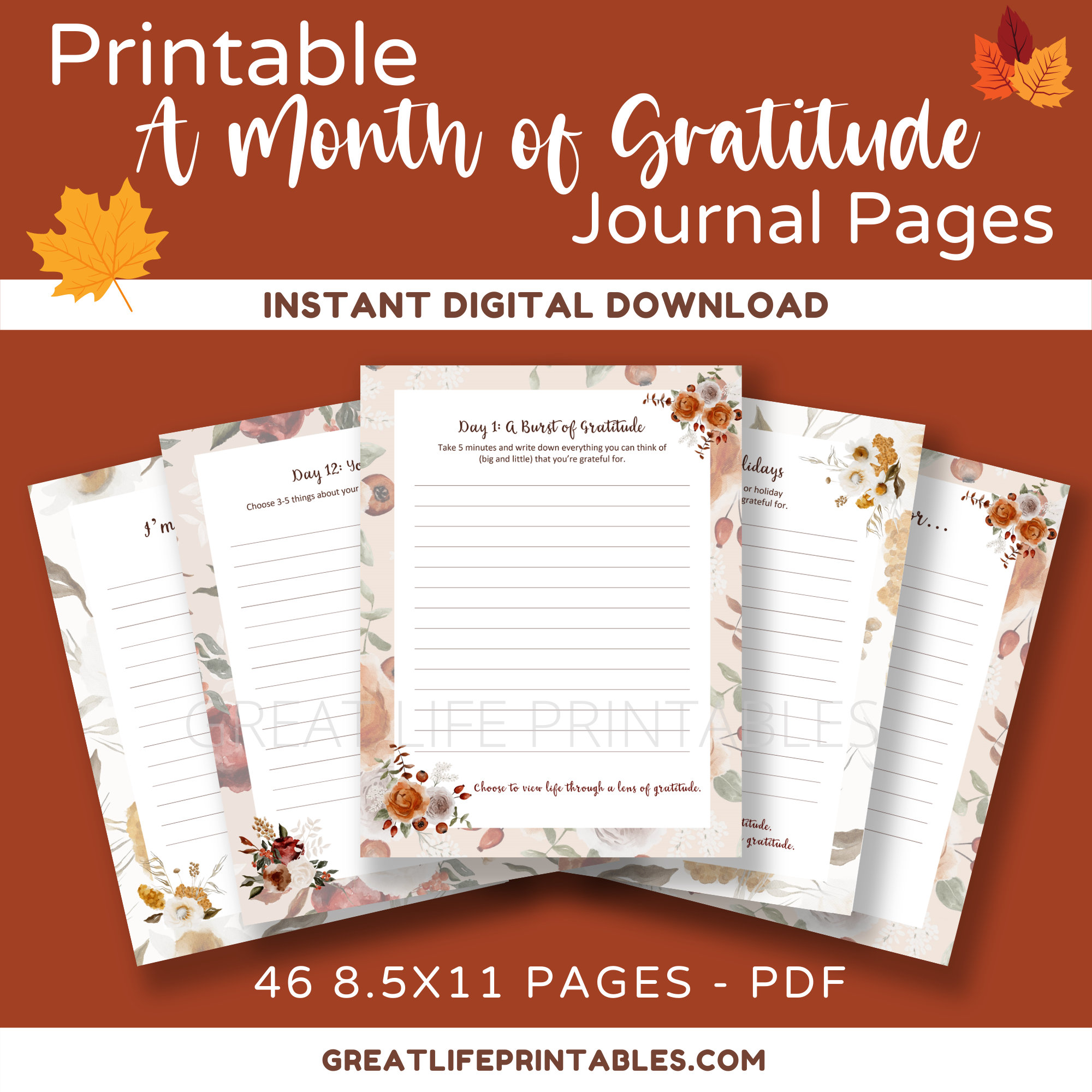 Gratitude Journal Printable Journal Autumn Journal Journal - Etsy
