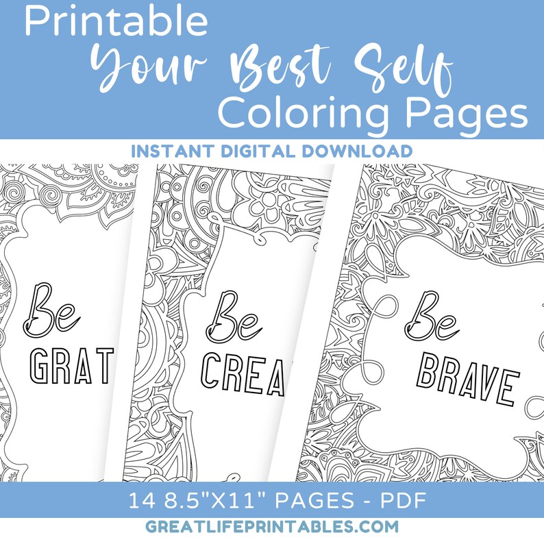 Your Best Self, Affirmation Coloring, Adult Coloring Pages, Self Care ...