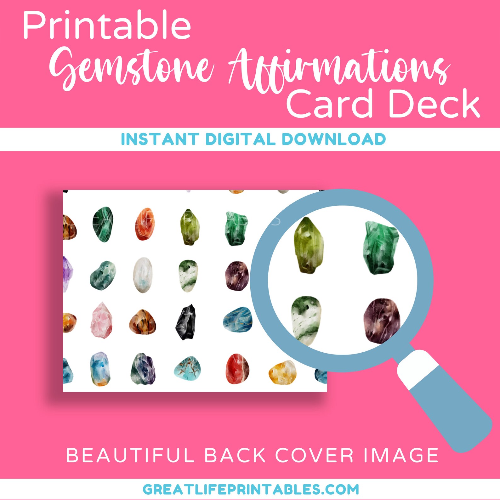 Printable Gemstone Cards, Printable Crystal Card Deck, Crystal ...